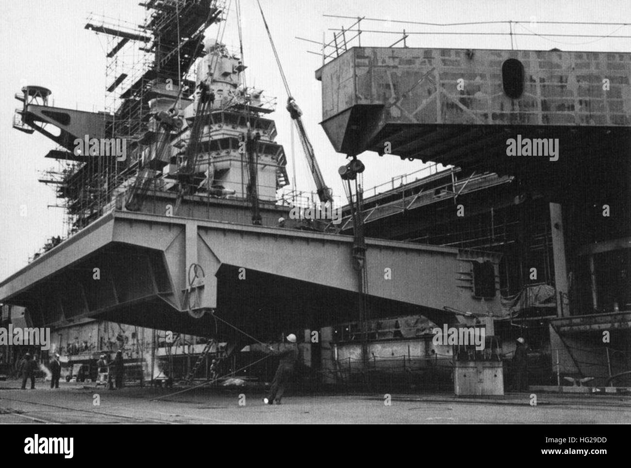 USS Franklin D. Roosevelt (CVA-42) receiving new elevator c1969 Stock ...