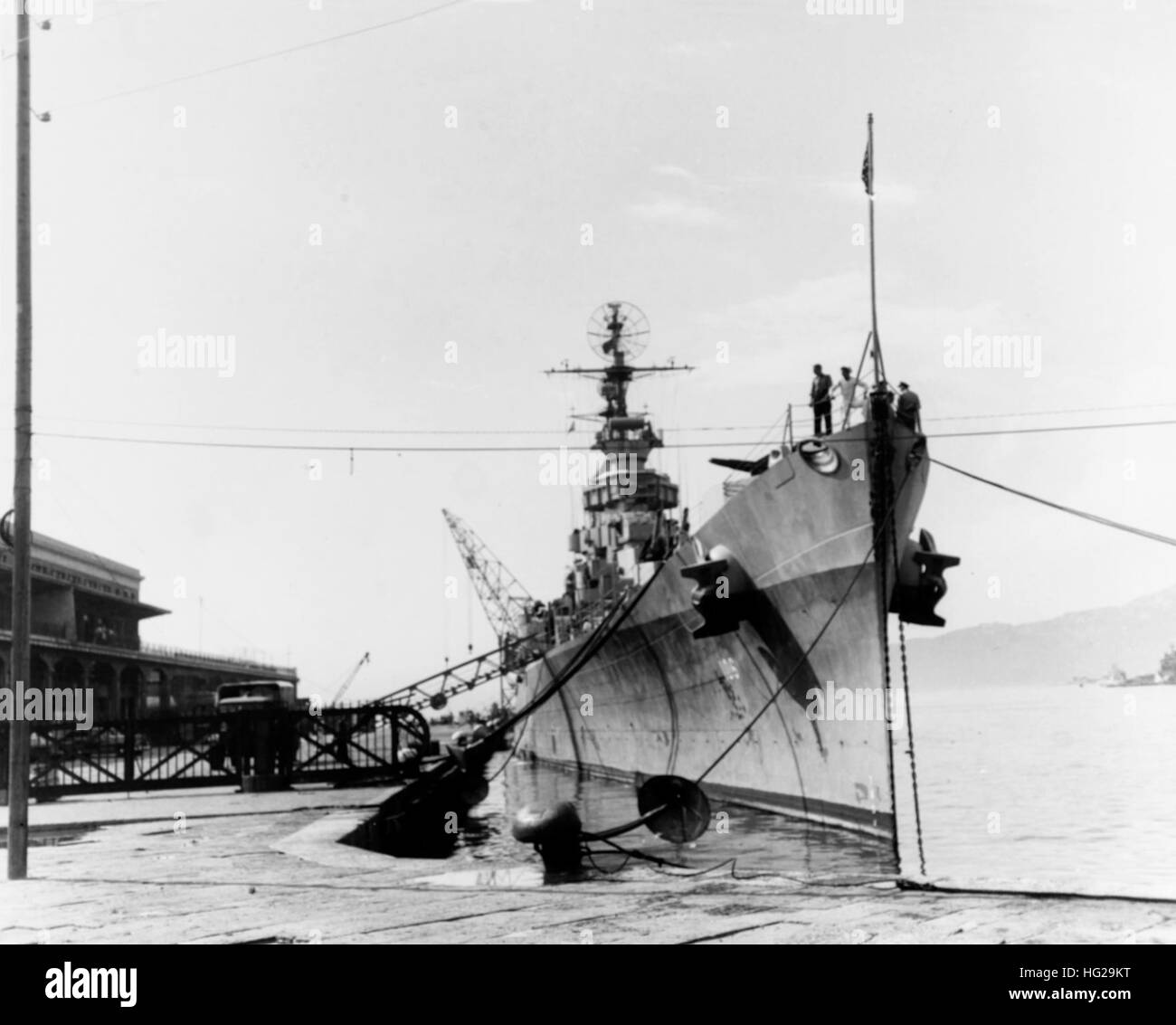 USS Fargo (CL-106) at Trieste, 29 June 1946, during the crisis between ...