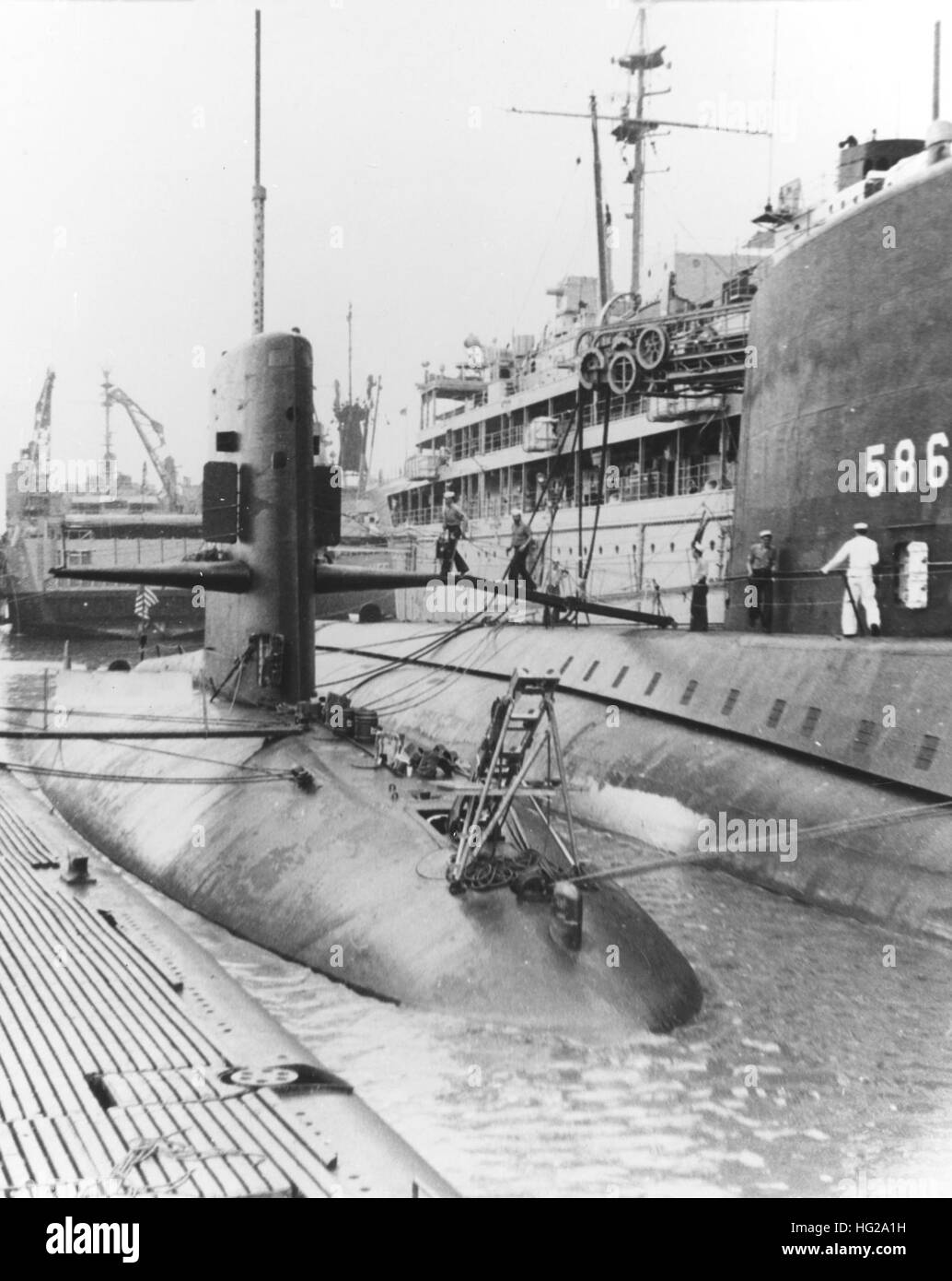 USS Shark (SSN-591), USS Triton (SSN-586) and USS Orion (AS-18) at San ...