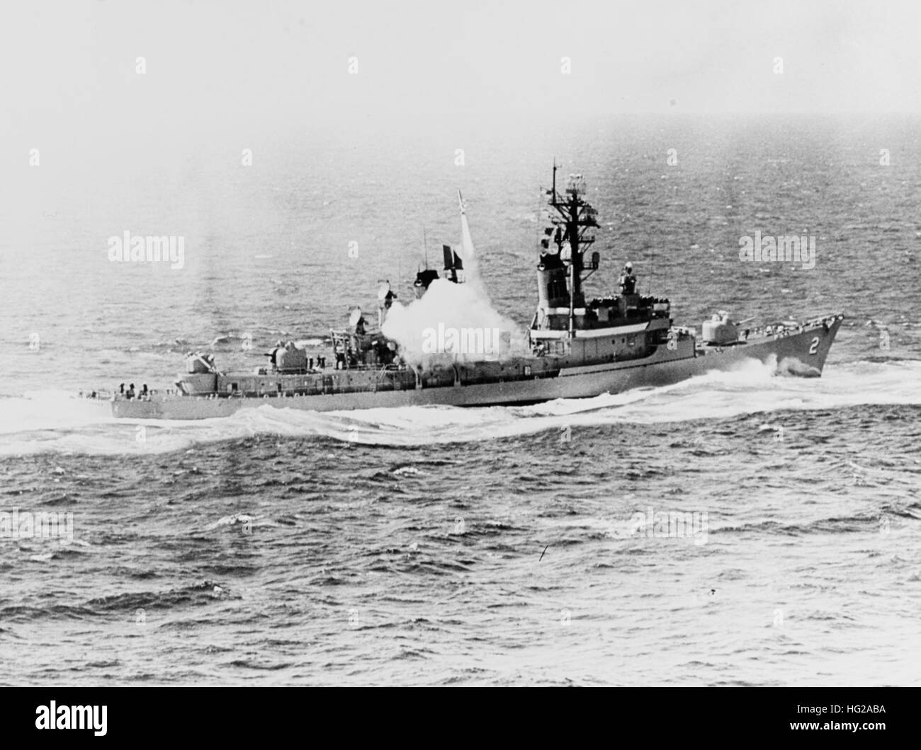 USS Charles F. Adams (DDG-2) firing ASROC missile in April 1962 Stock ...