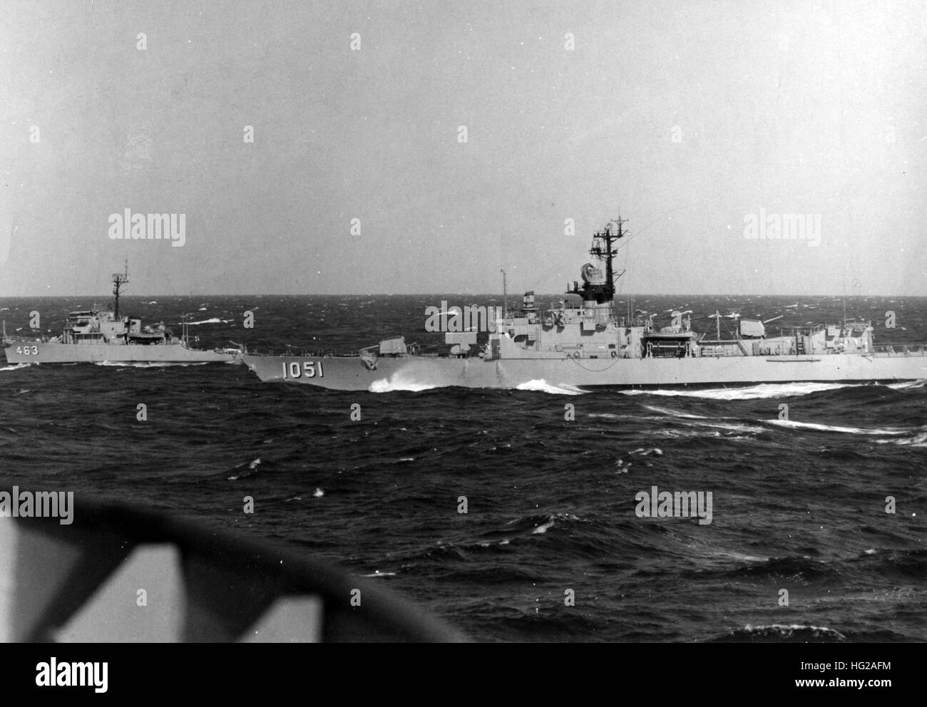 USS O'Callahan (DE-1051) and USS Pivot (MSO-463) underway c1970 Stock ...
