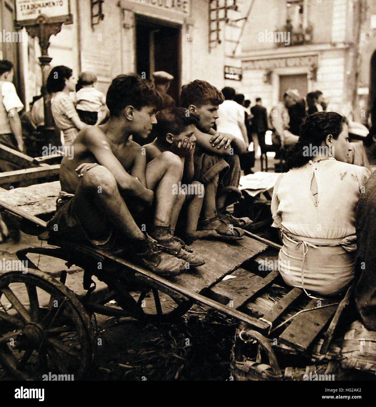 %%E2%%80%%9CChildren In Naples, Italy%%E2%%80%%9D. Boys on cart. August ...