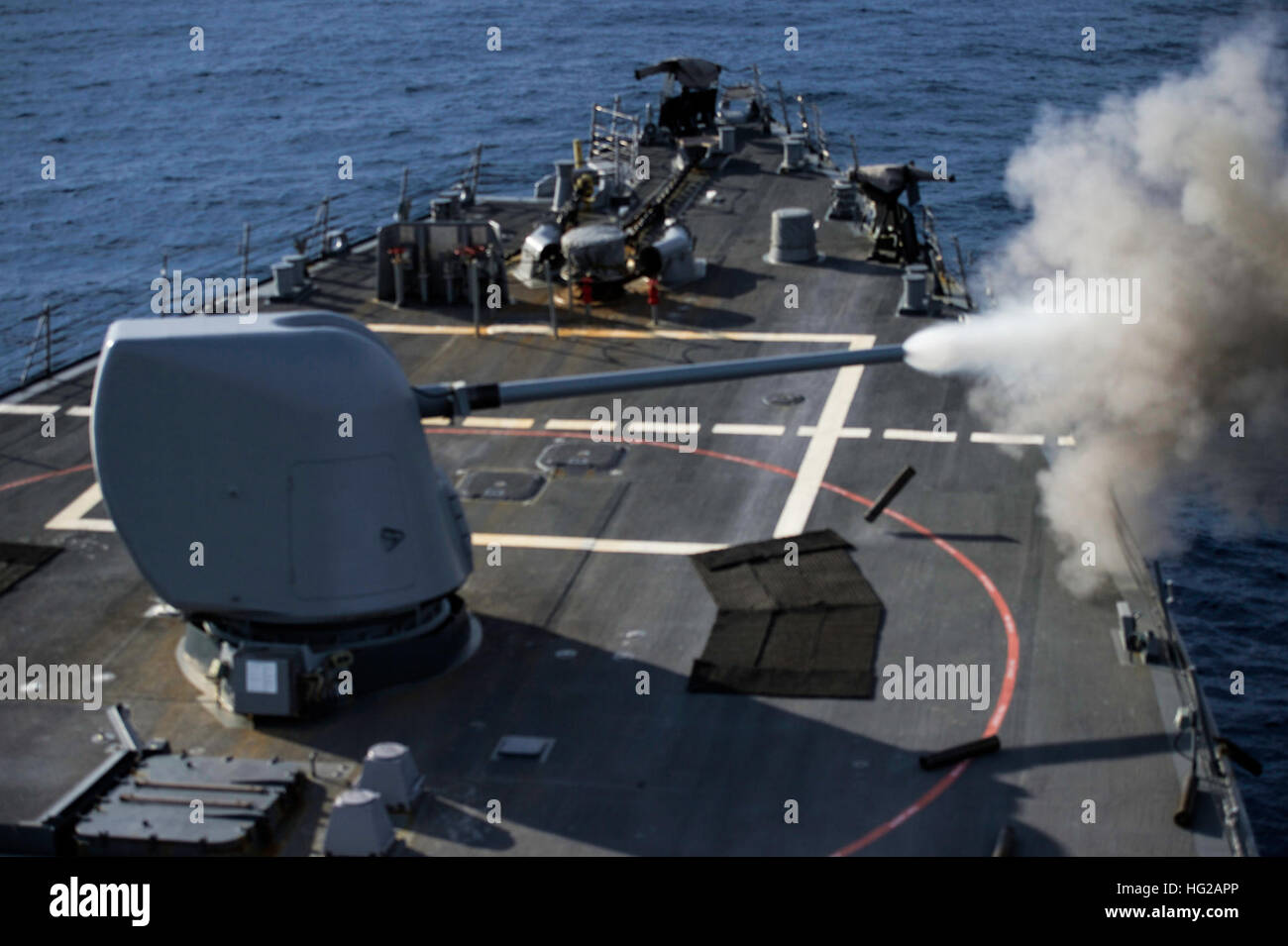 MEDITERRANEAN SEA (Dec. 17, 2015) USS Carney (DDG 64) fires its MK 45 5 ...