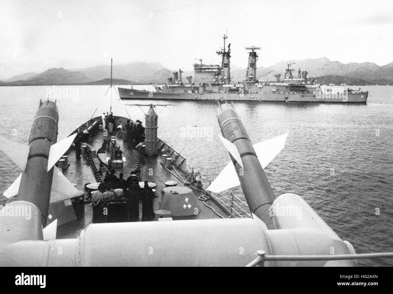 USS Albany (CG-10) in Pollensa Bay, Mallorca (Spain) in 1966 Stock ...