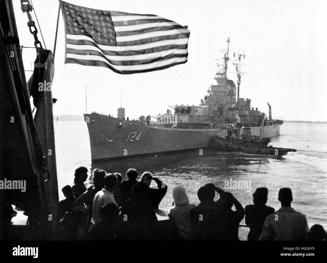 USS Rochester (CA-124) leaves Long Beach in January 1959 Stock Photo ...