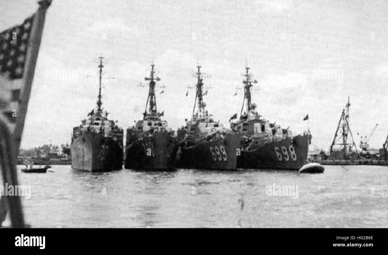 USS Ault (DD-698), USS Waldron (DD-699), USS Haynsworth (DD-700) and ...