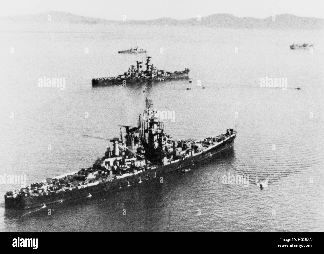 USS Guam (CB-2) and USS Alaska (CB-1) at anchor off the coast of China ...