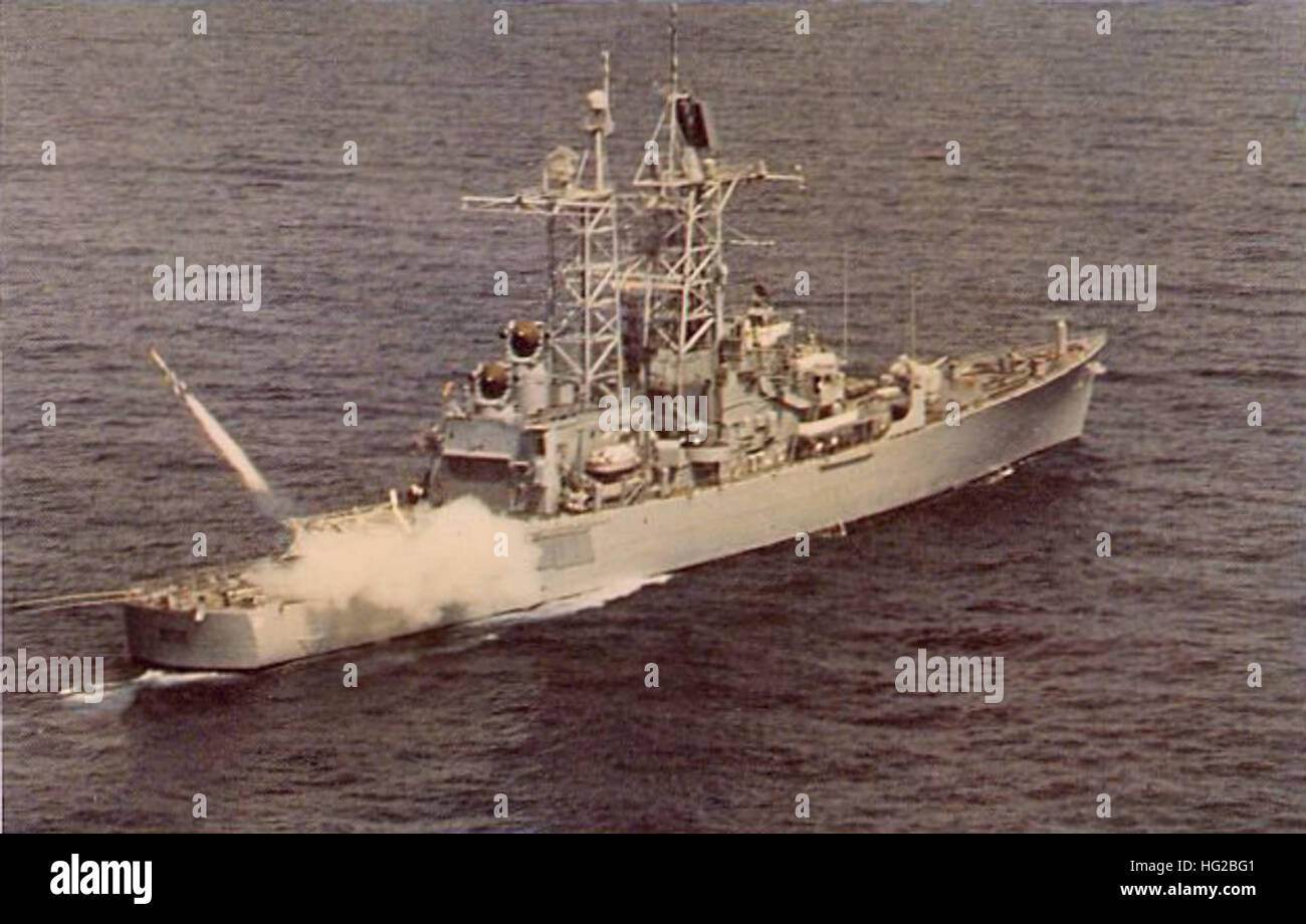 USS Truxtun (CGN-35) launches missile c1976 Stock Photo - Alamy