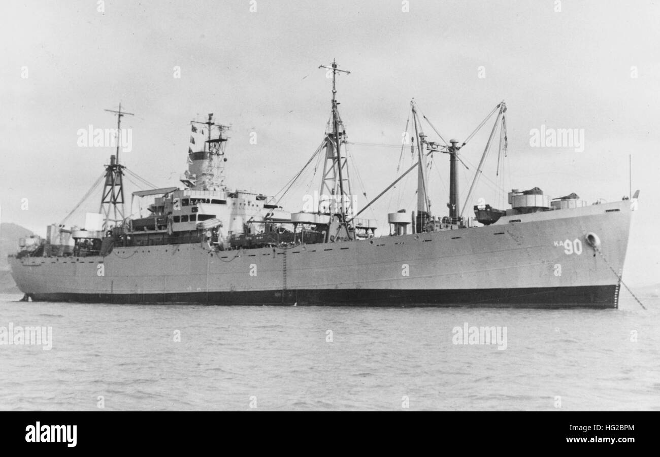 USS Whiteside (AKA-90) anchored in San Francisco Bay c1948 Stock Photo ...