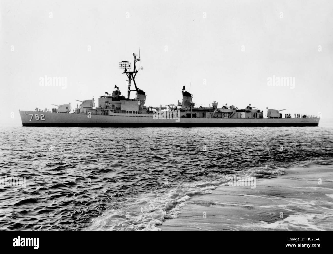 USS Rowan (DD-782) off the San Francisco Naval Shipyard on 18 June 1957 ...