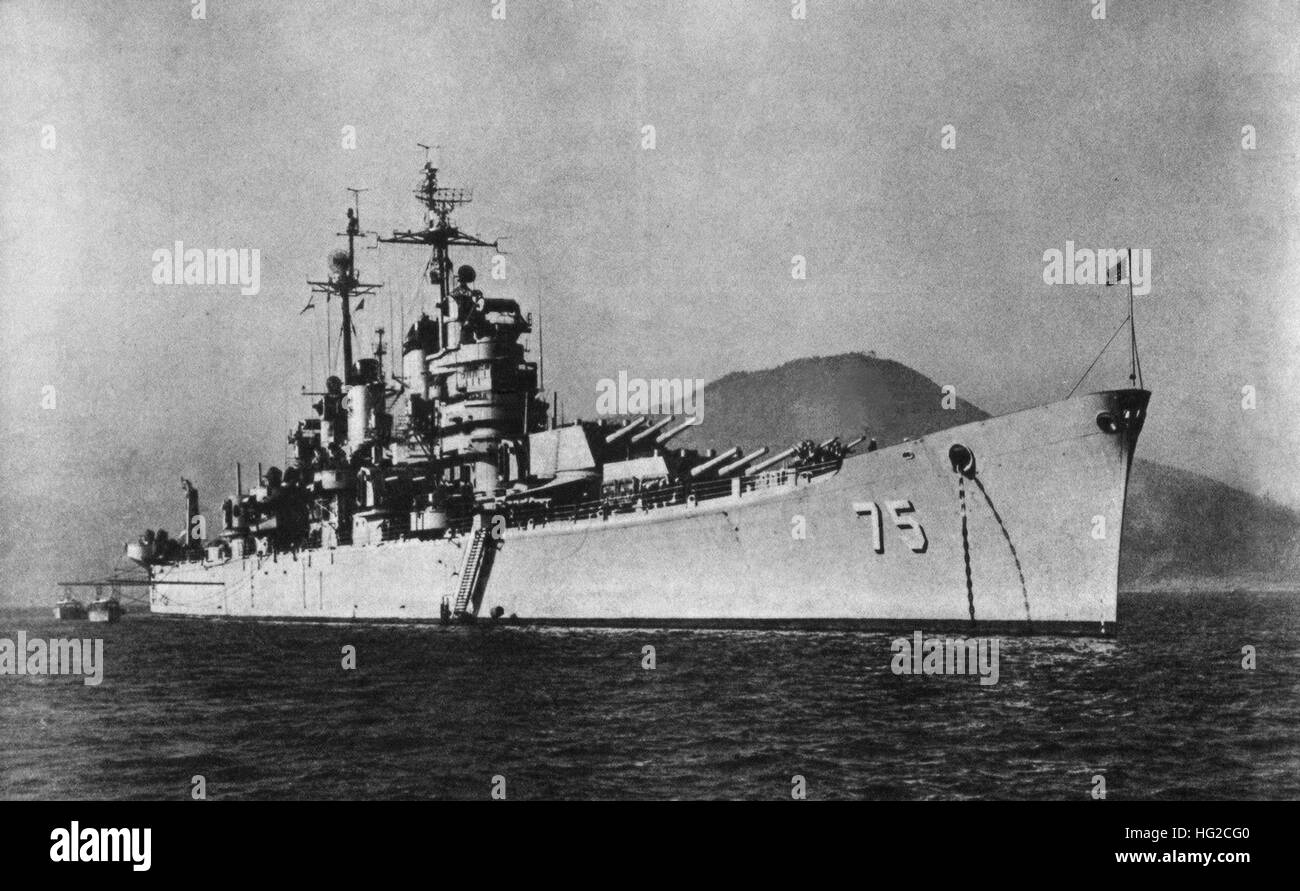 USS Helena (CA-75) at anchor in 1954 Stock Photo - Alamy