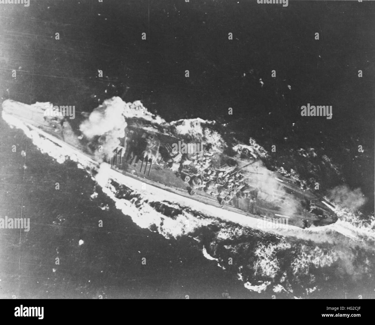 Yamato hit by bomb Stock Photo - Alamy