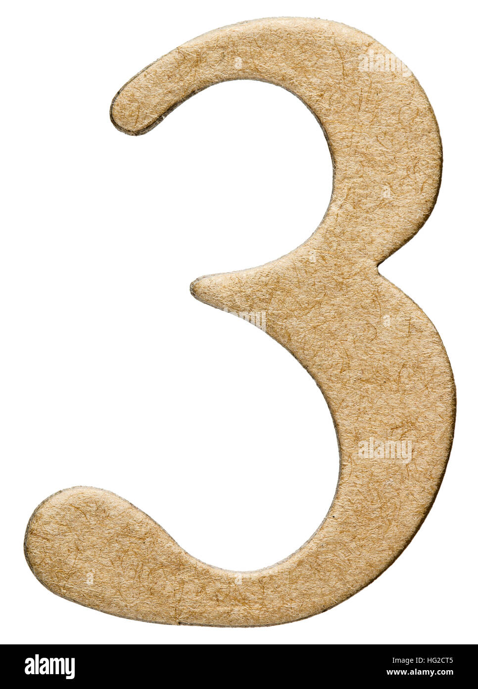 3, three, numeral from cardboard, isolated on white background Stock ...