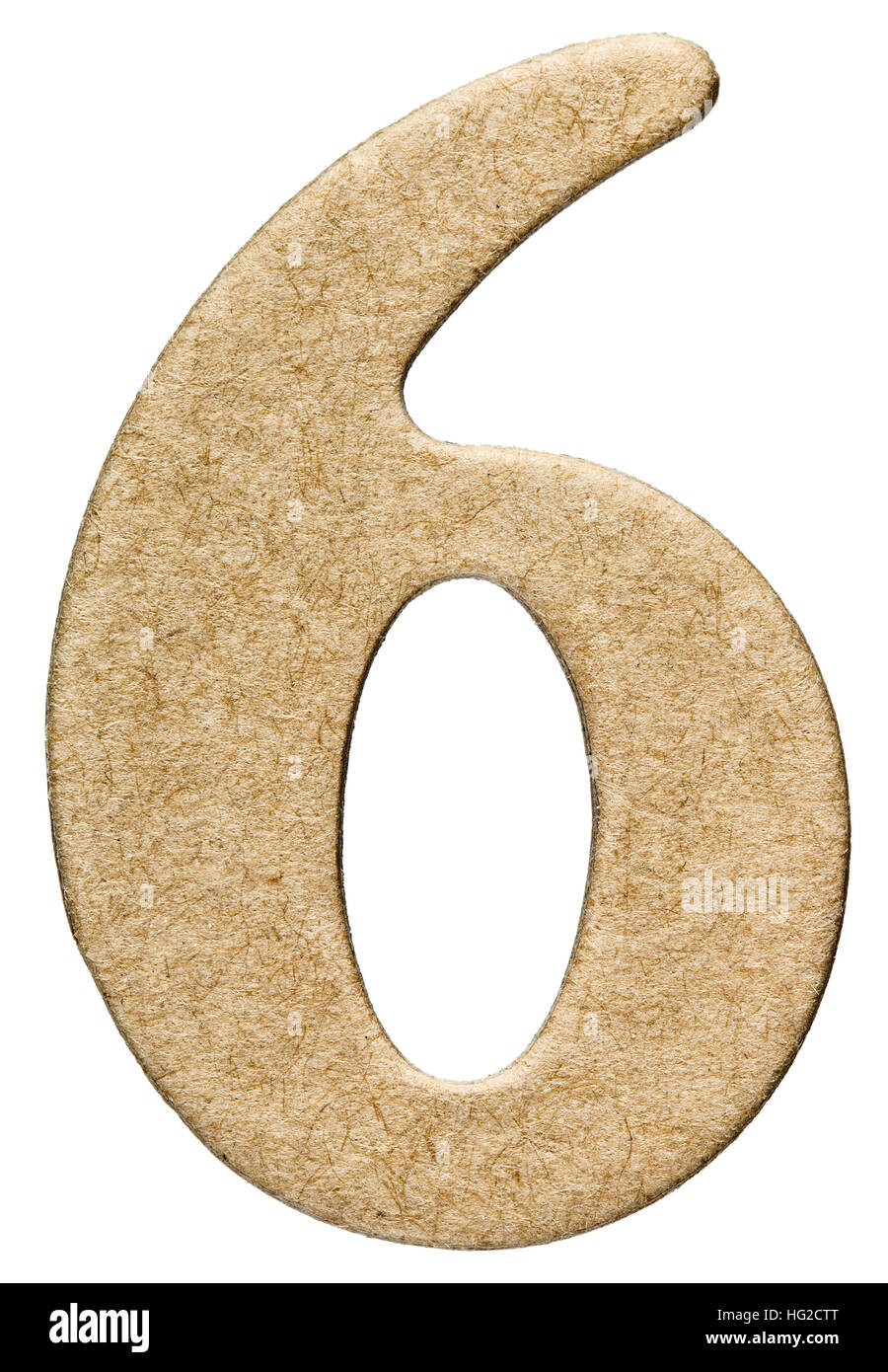6, six, numeral from cardboard, isolated on white background Stock ...