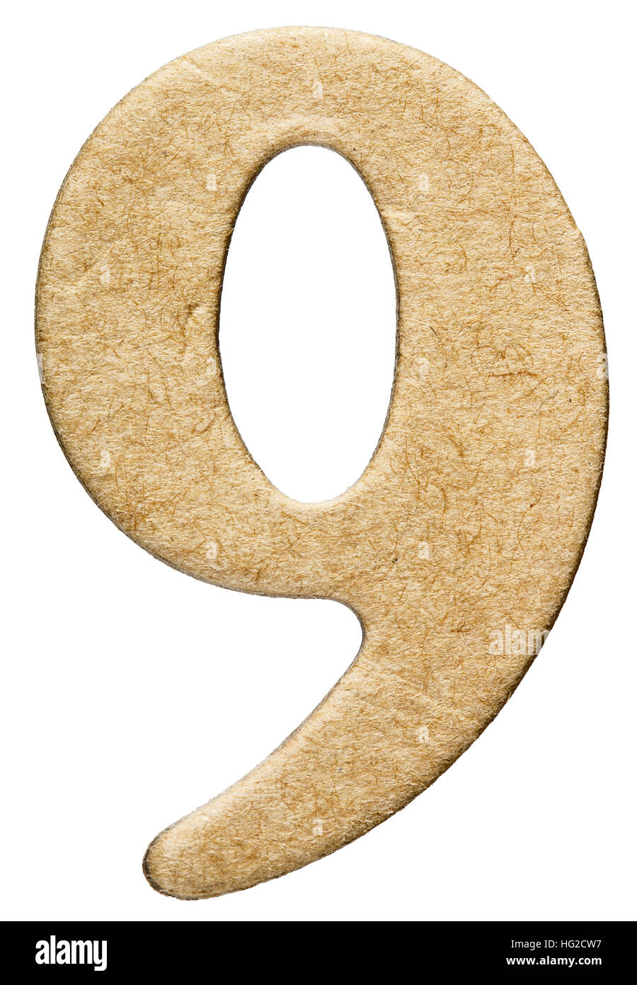 9, nine, numeral from cardboard, isolated on white background Stock ...