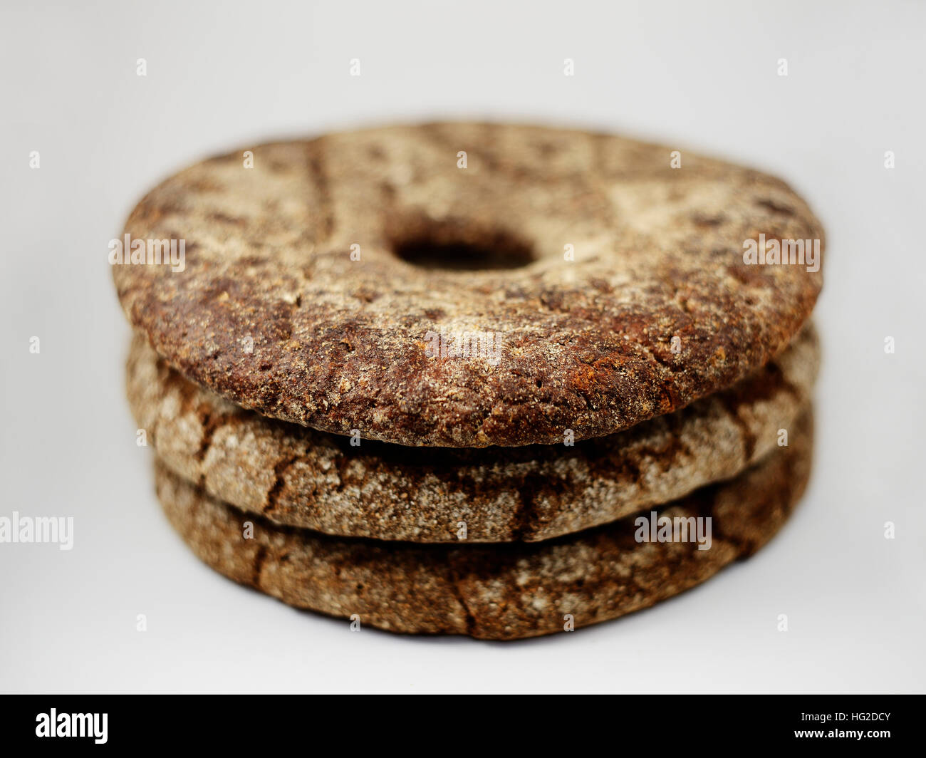 three finnish traditional round ray bread on neutral background Stock ...