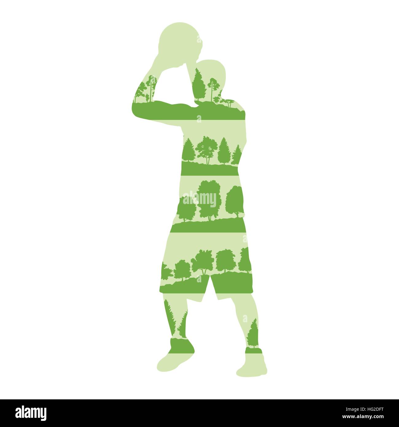 Basketball player vector background concept made of forest trees ...