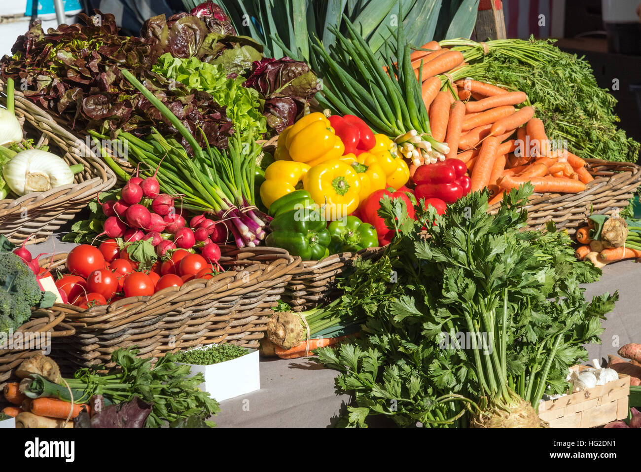 Fresh colorful vegetables for sale at a market Stock Photo - Alamy