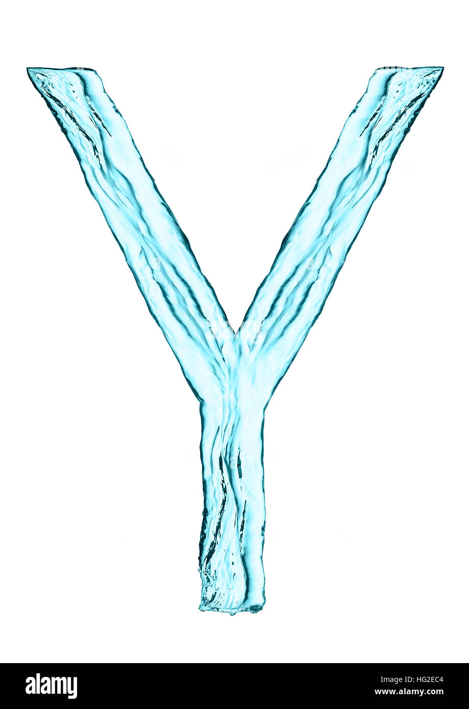 Water splash letter Y with light blue color on white background Stock ...