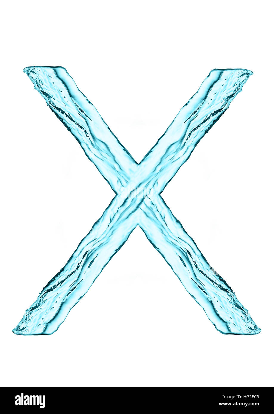 Water splash letter X with light blue color on white background Stock ...