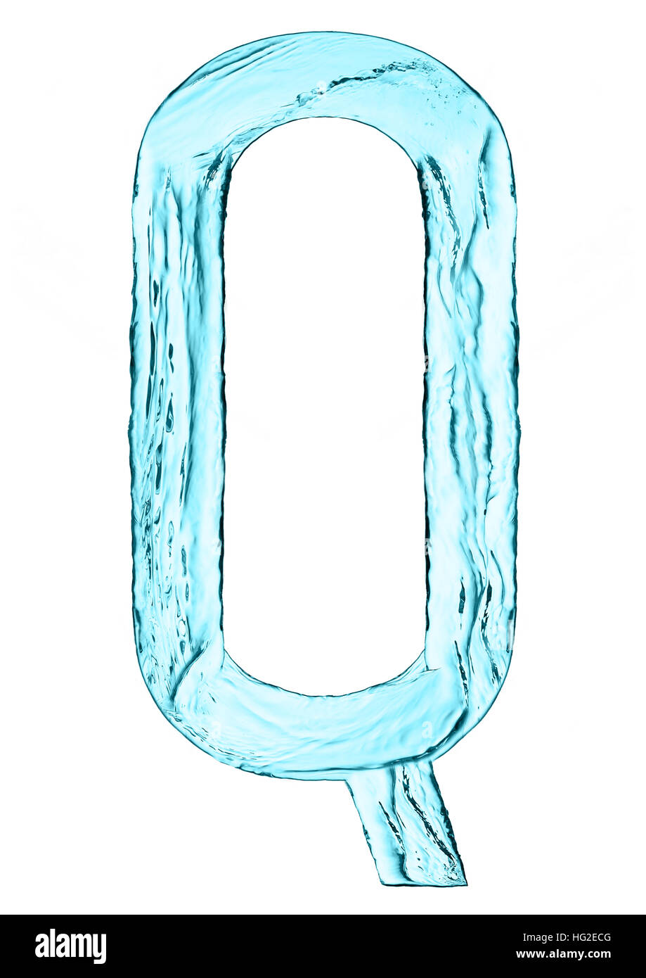 Water splash letter Q with light blue color on white background Stock ...