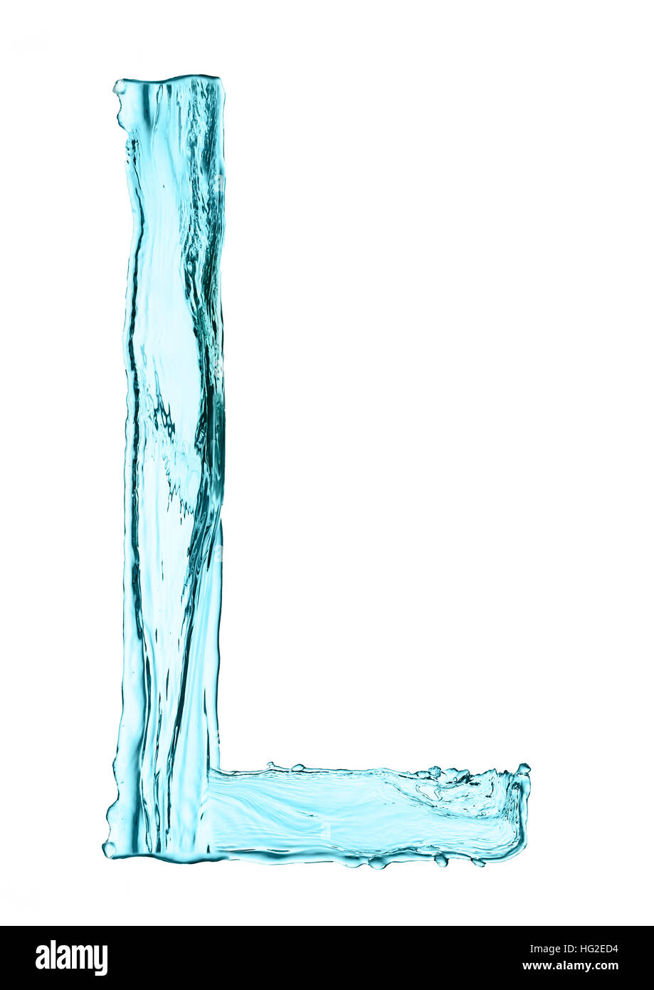 Water splash letter L with light blue color on white background Stock ...