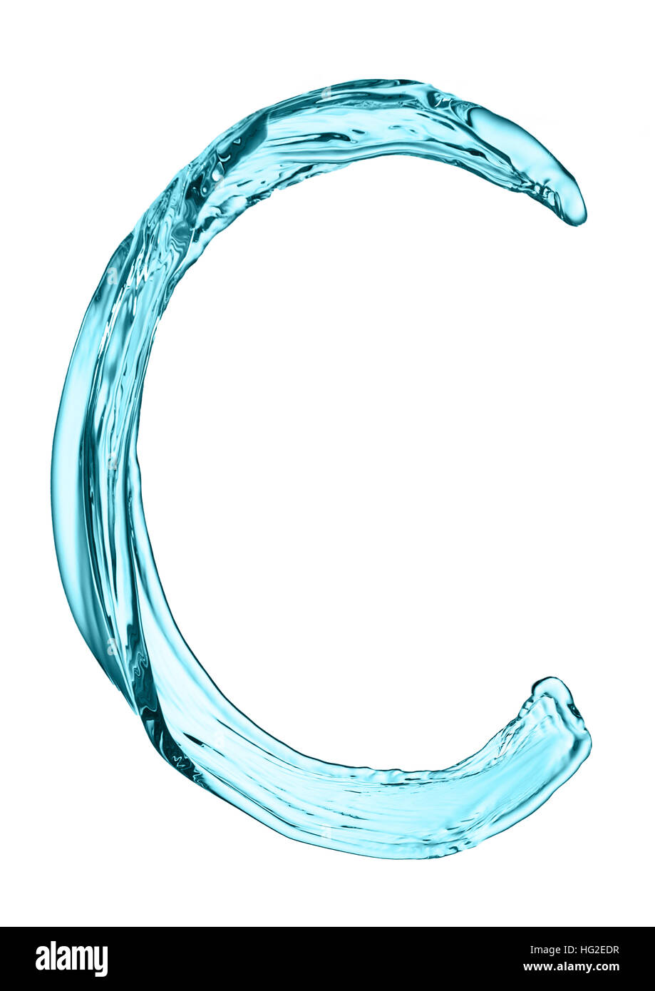 Water splash letter C with light blue color on white background Stock ...