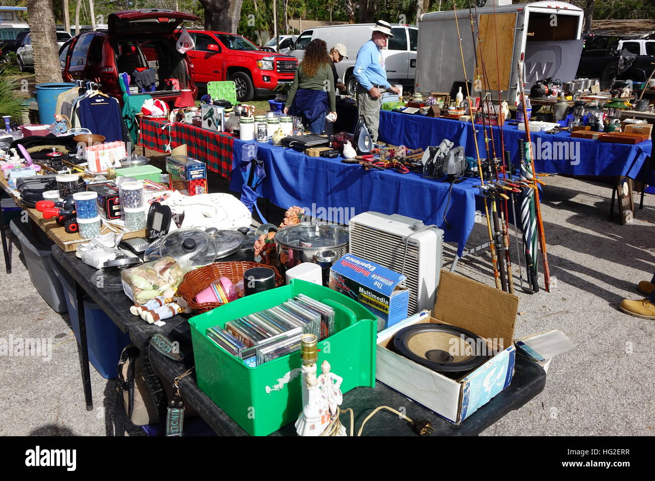 Wares set out for sale at a flea market (All Aboard Flea & Farmers ...