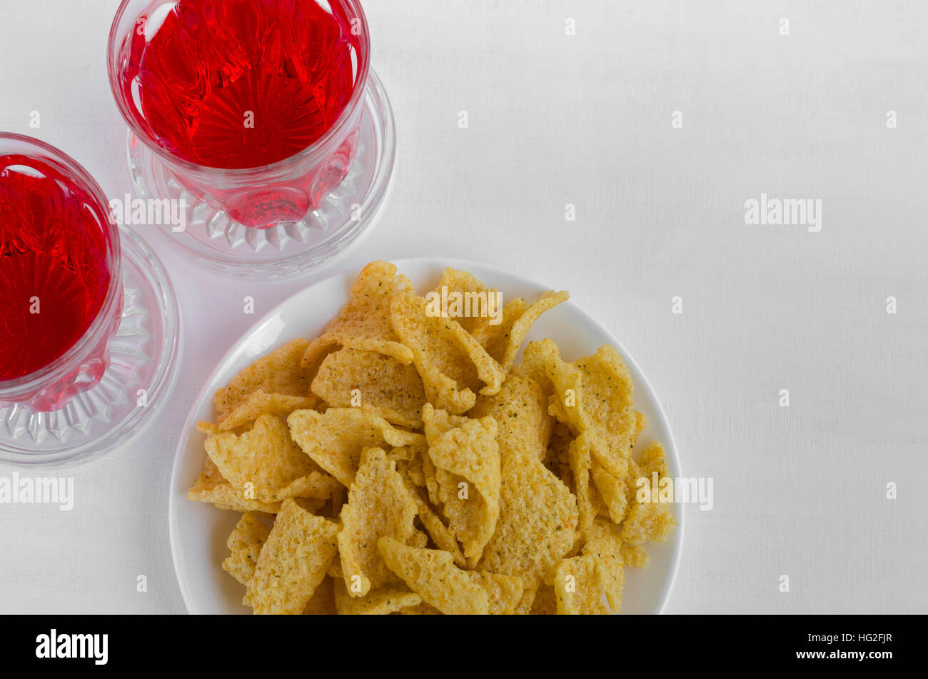 Crispy Snack with Drink for Relaxing Time Stock Photo - Alamy