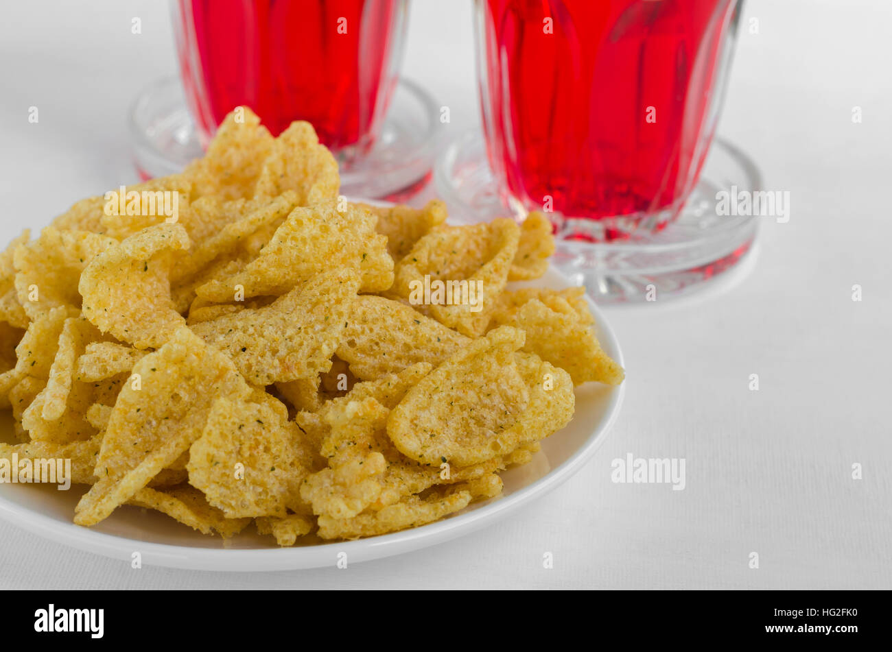 Crispy Snack with Drink for Relaxing Time Stock Photo - Alamy