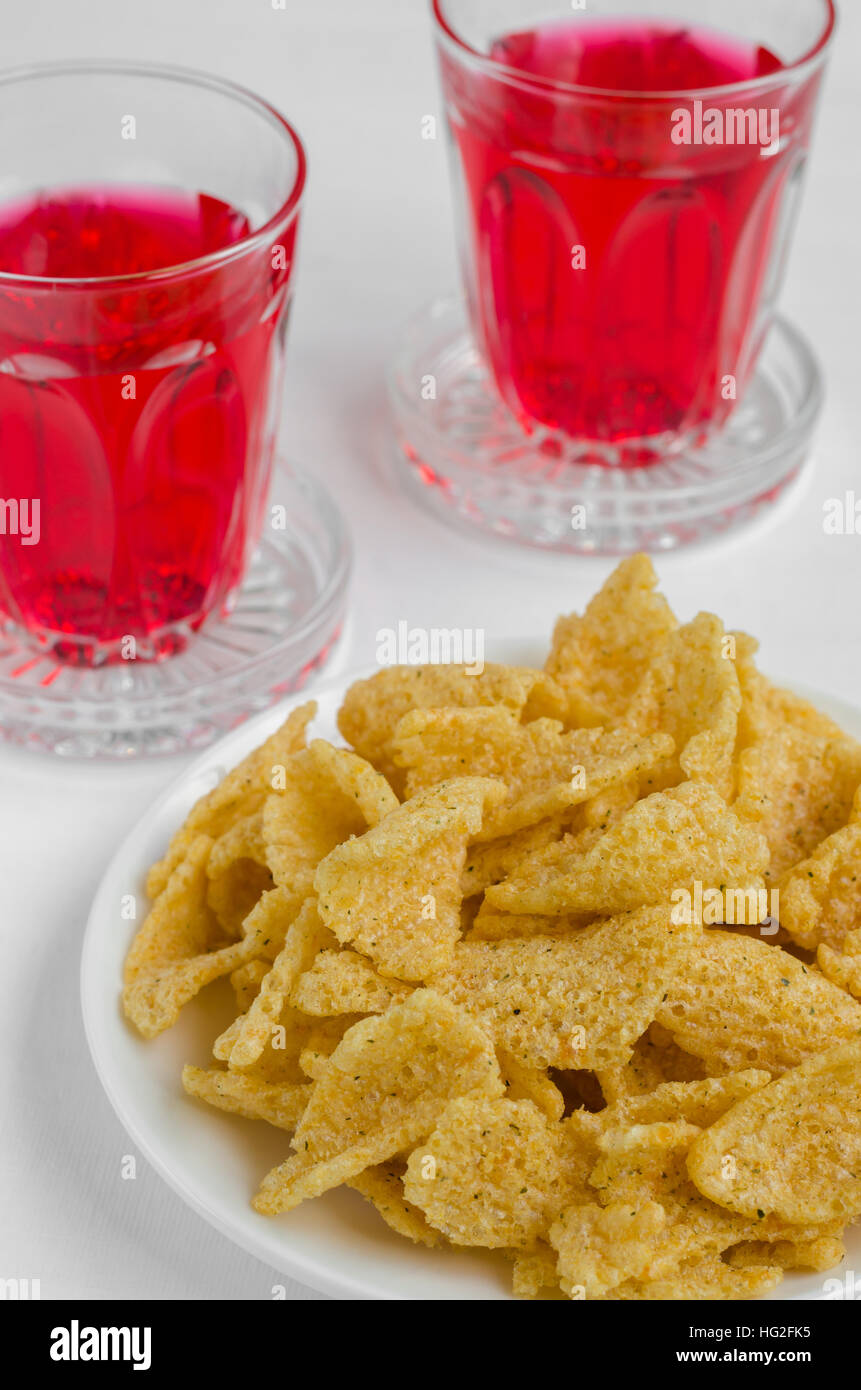 Crispy Snack with Drink for Relaxing Time Stock Photo - Alamy
