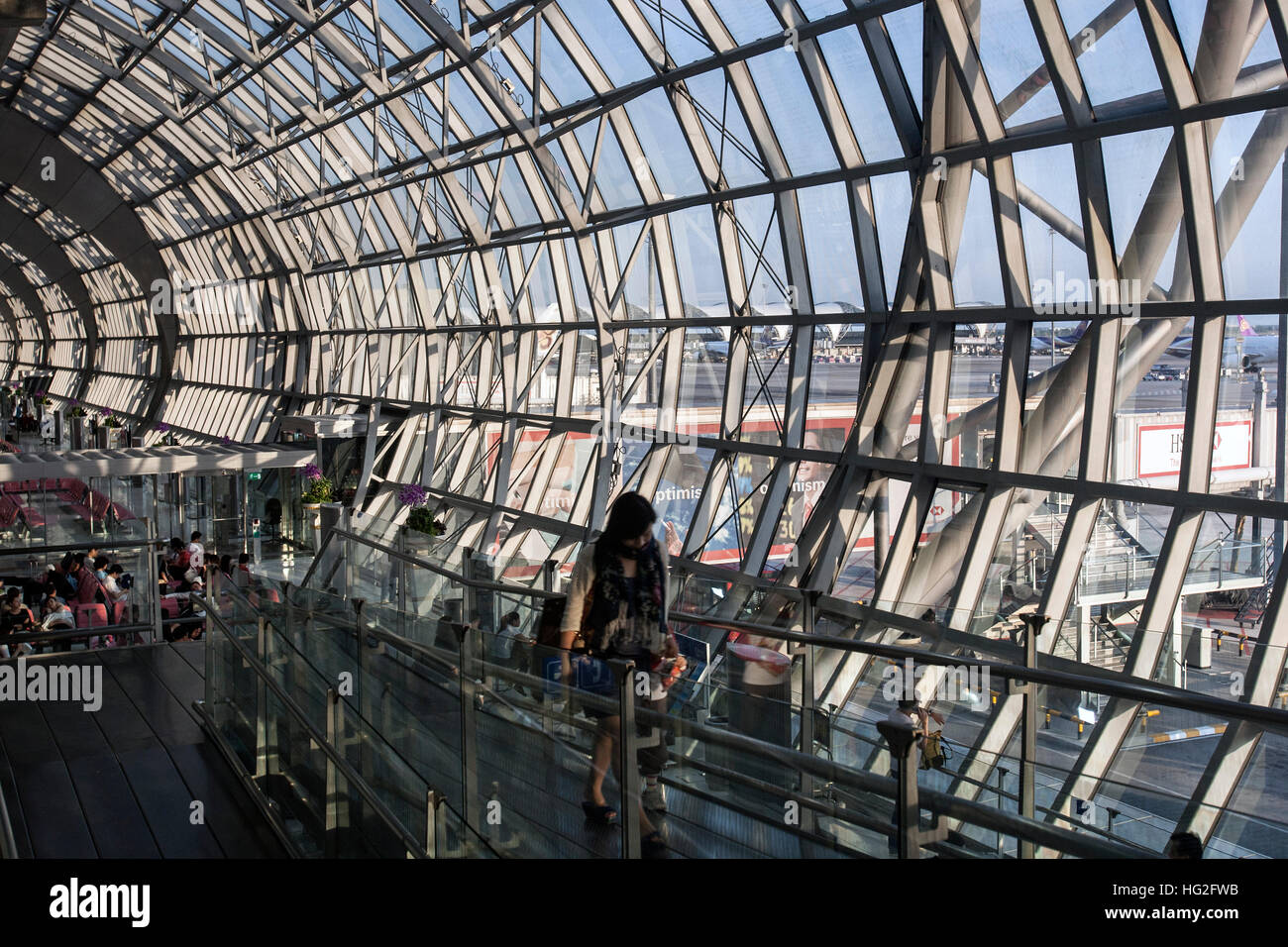 Passenger terminal interior Bangkok Suvarnabhumi Airport Thailand Stock ...
