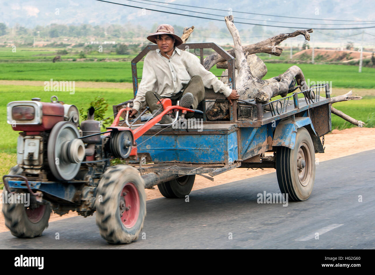 Open Vietnamese tractor Stock Photo - Alamy