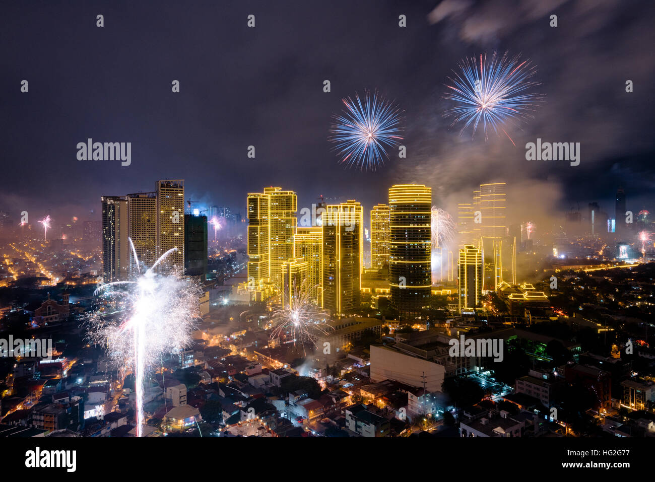 Manila,Philippines - Jan 1, 2017: Fireworks on new years eve at (2017 ...