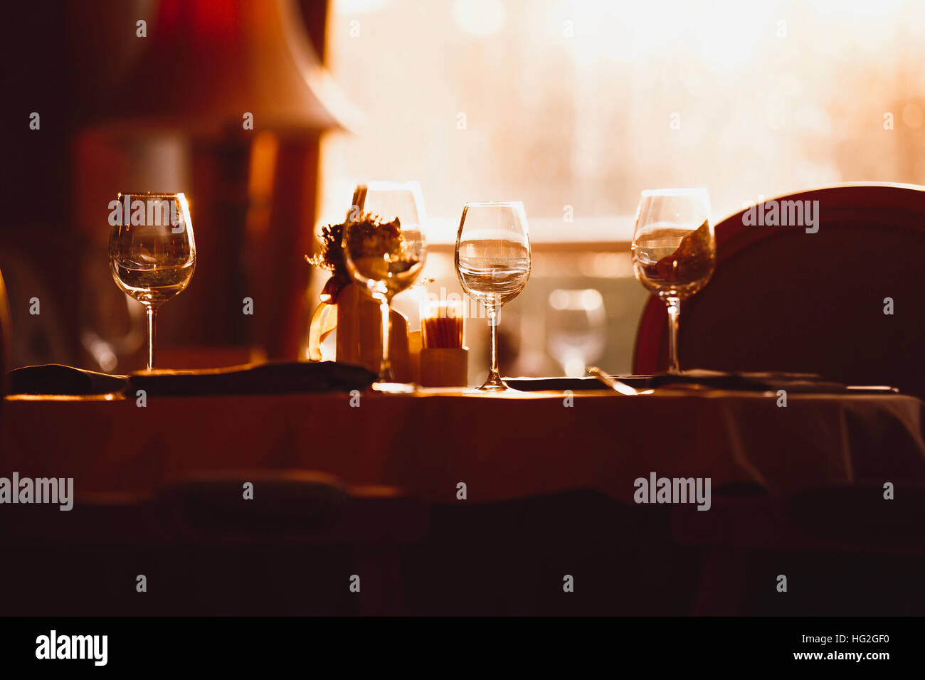 Atmospheric Sunset Restaurant Interior High Resolution Stock ...