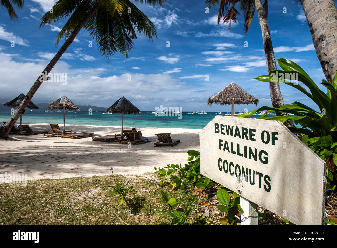 Unusual beware falling coconuts sign White Beach Boracay Philippines ...