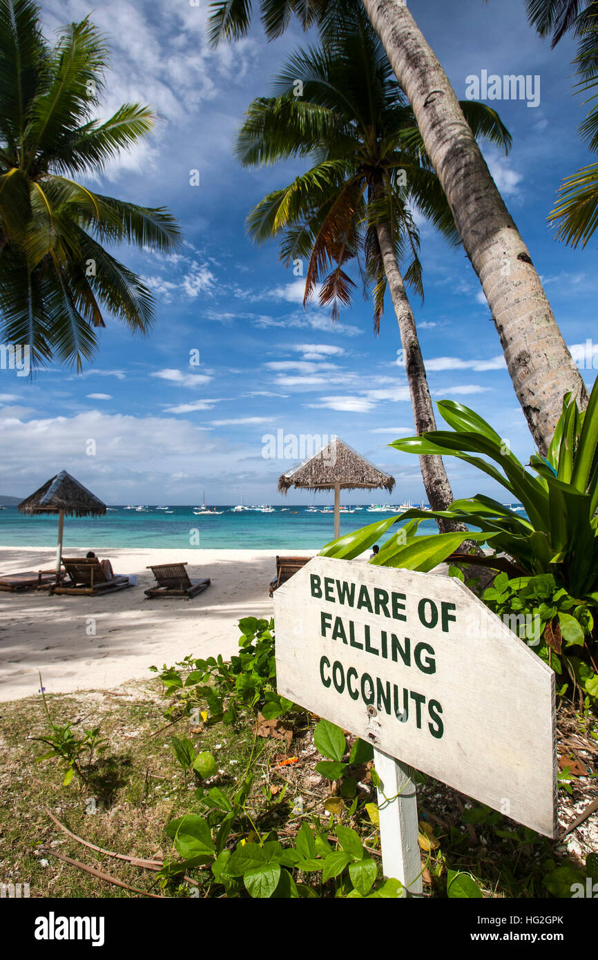 Unusual beware falling coconuts sign White Beach Boracay Philippines ...