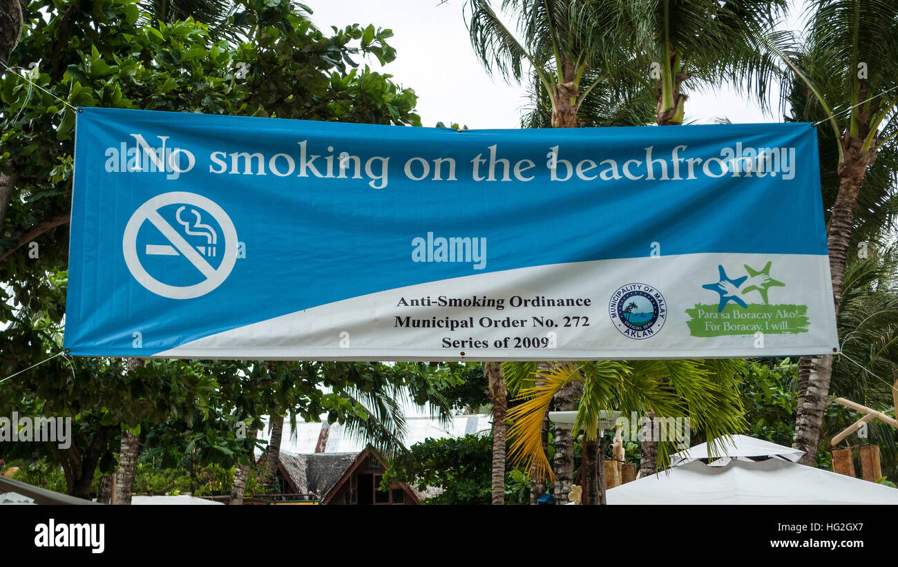 No smoking sign White Beach Boracay island Philippines Stock Photo - Alamy