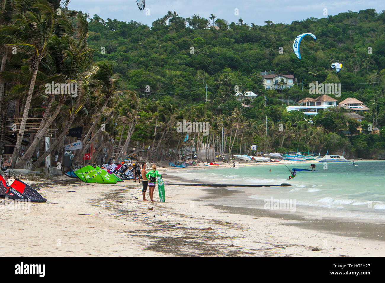 Kitesurfing beach Bulabog Boracay Philippines Stock Photo - Alamy