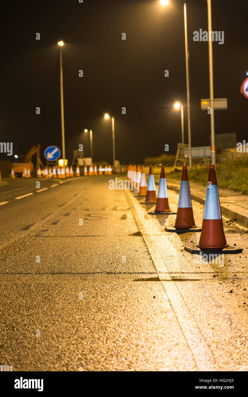 Night View of UK Motorway Highway Roadworks Stock Photo - Alamy