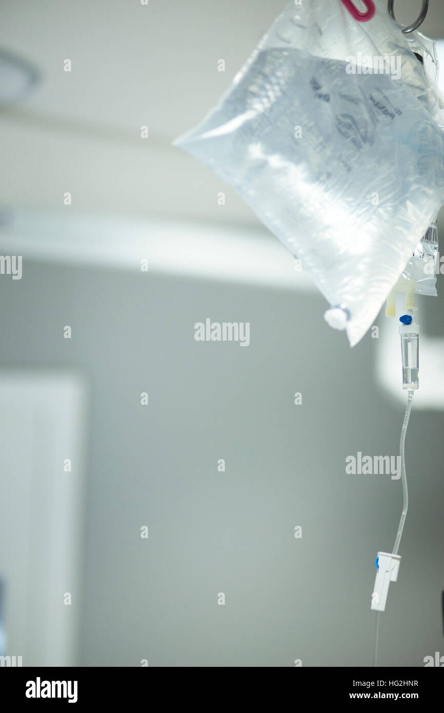 Hospital surgery medical drip in emergency room operating theater in ...