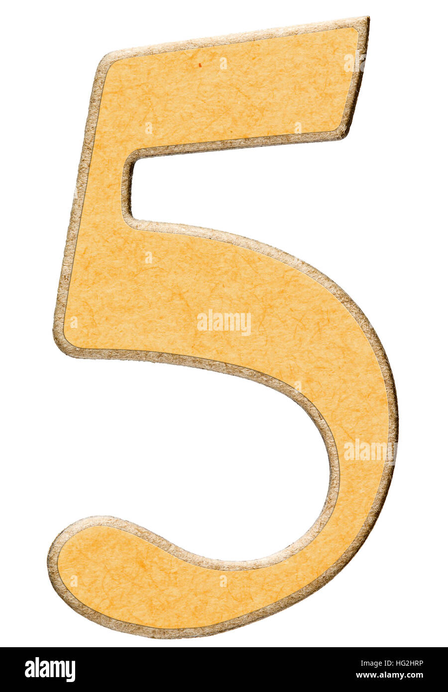 5, five,numeral of wood combined with yellow insert, isolated on white ...