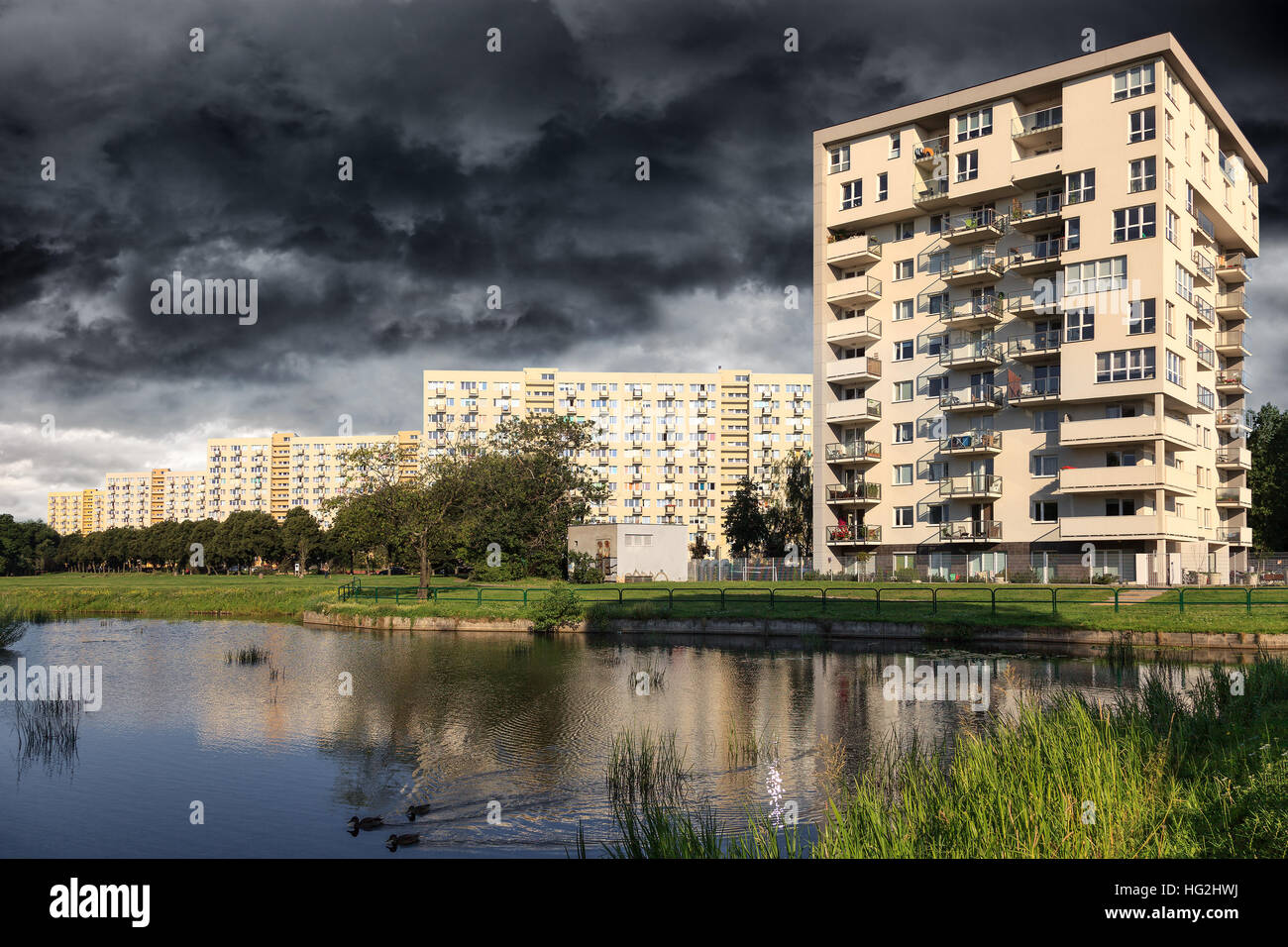 Storm clouds gather over City of Gdansk, Poland Stock Photo - Alamy