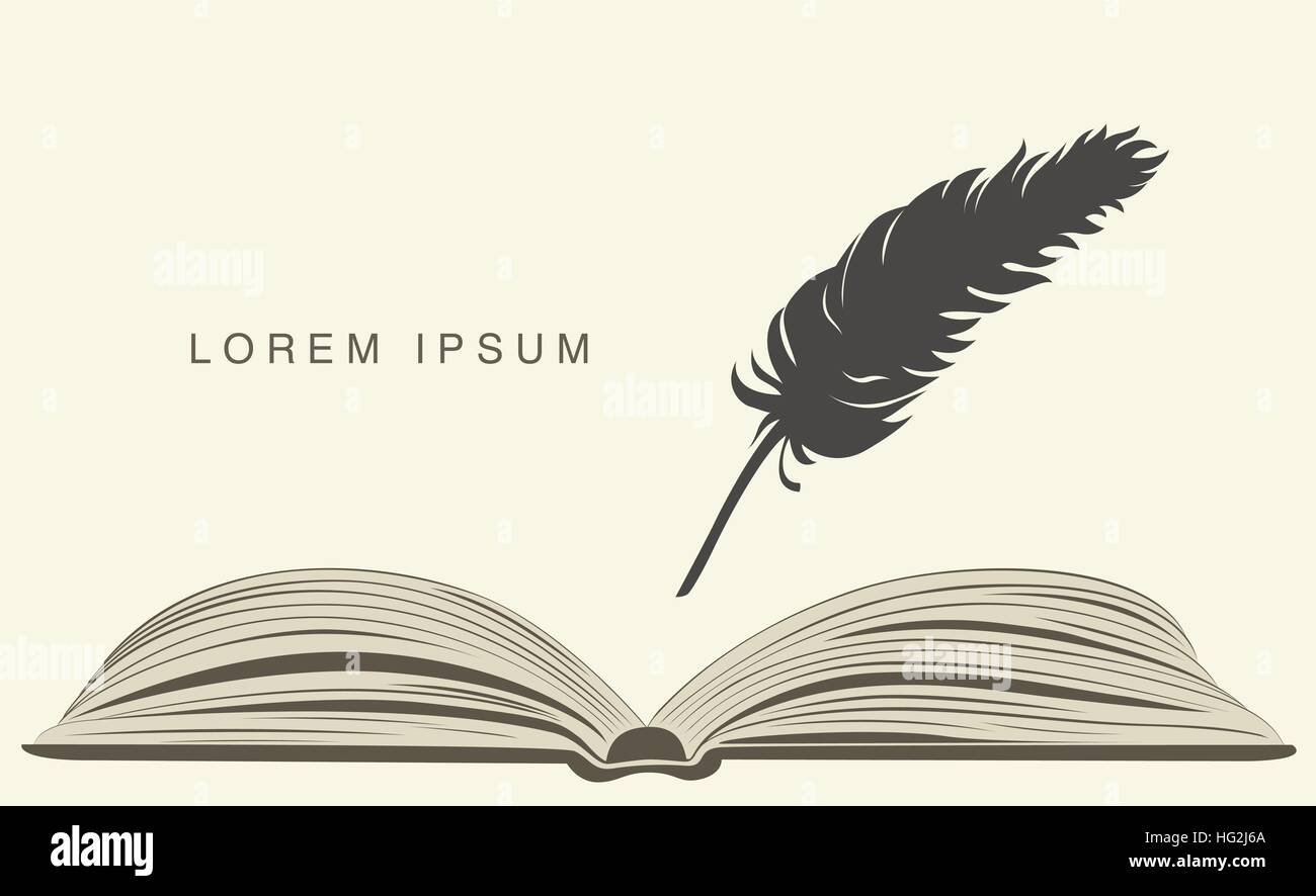 old pen for writing with an open book Stock Vector Image & Art - Alamy