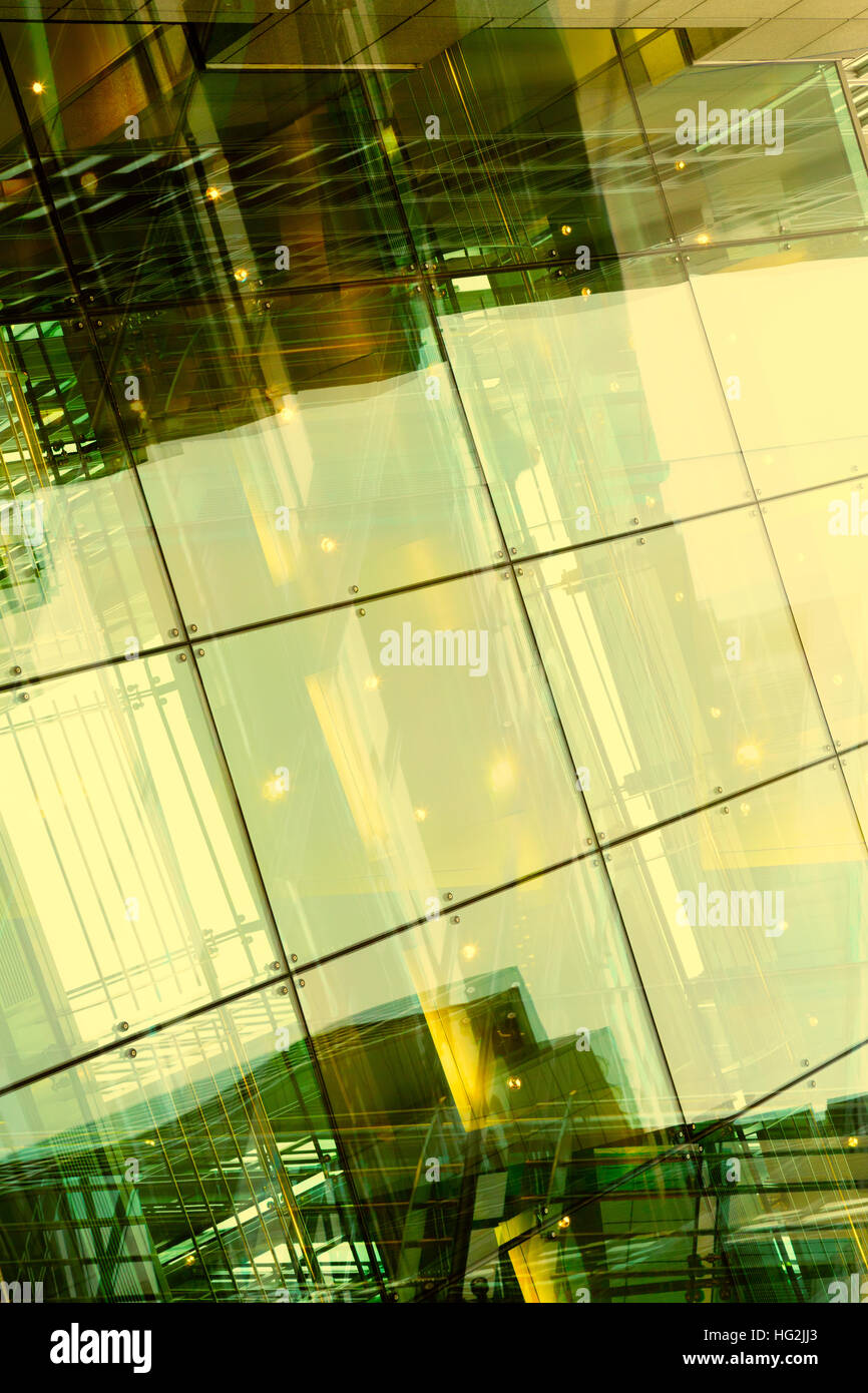 art modern glass business building at night Stock Photo - Alamy