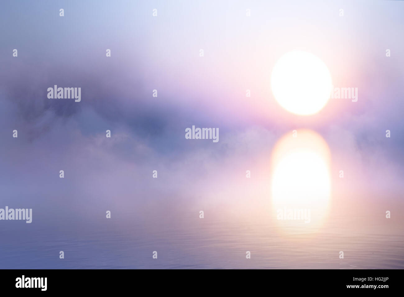 art peaceful background, mist over water at sunrise Stock Photo - Alamy