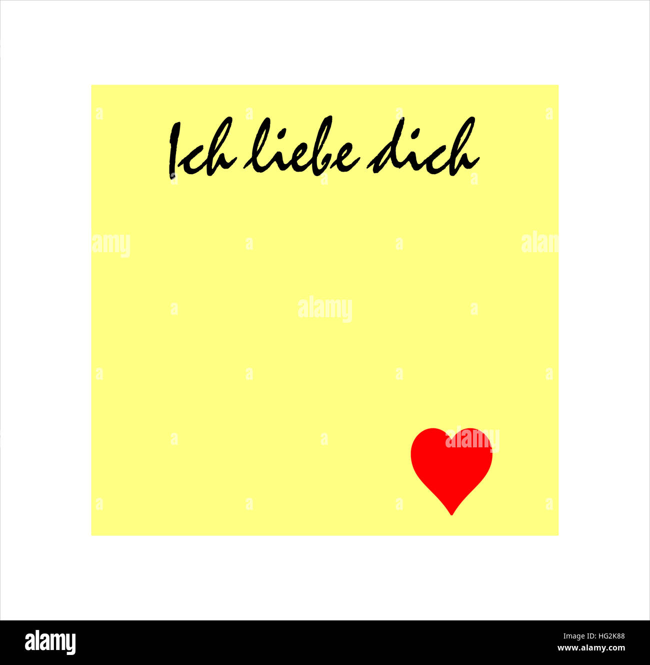 I love you message in German on yellow post it sticker Stock Photo - Alamy