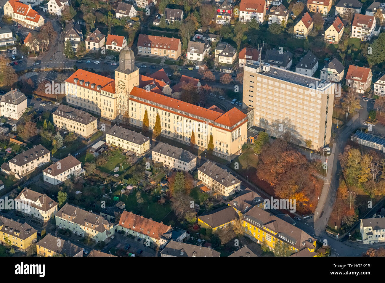 Aerial view, Arnsberg district government, Seibertzstraße, Arnsberg ...