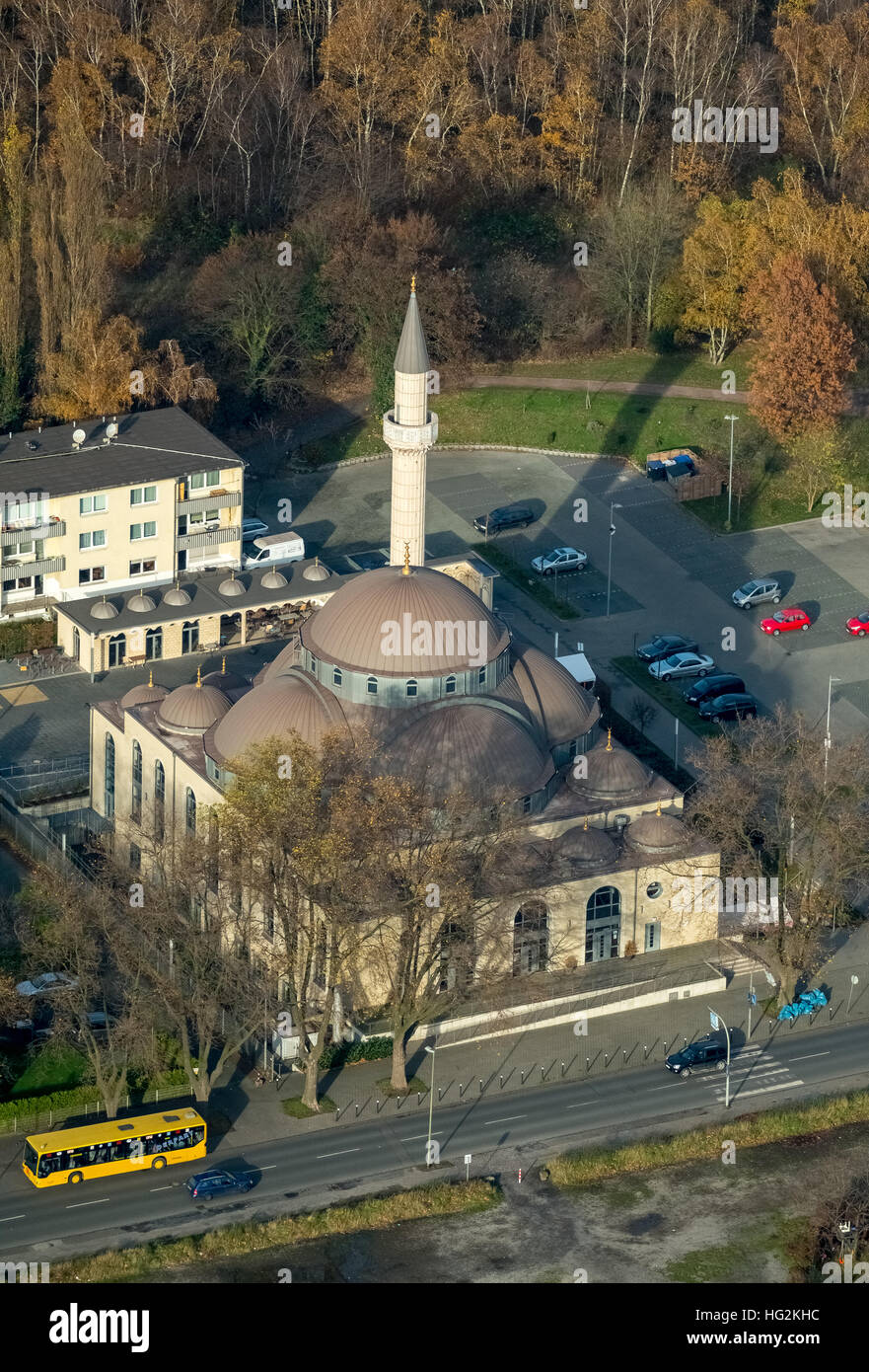 Aerial, DITIB Merkez Mosque Duisburg, Islam, Minaret, largest mosque in ...