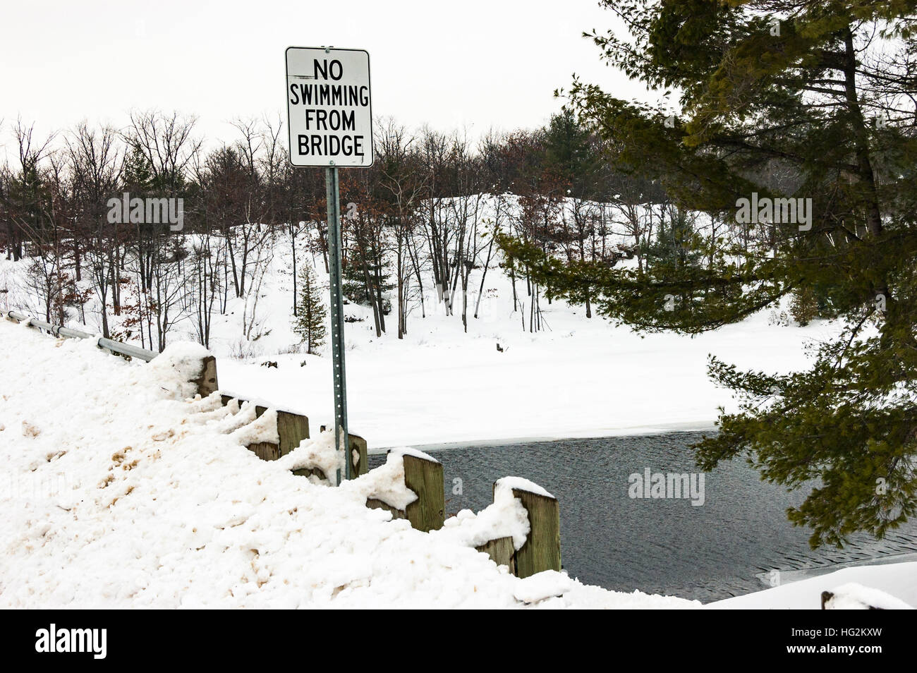 Sign bridge danger water warning hi-res stock photography and images ...